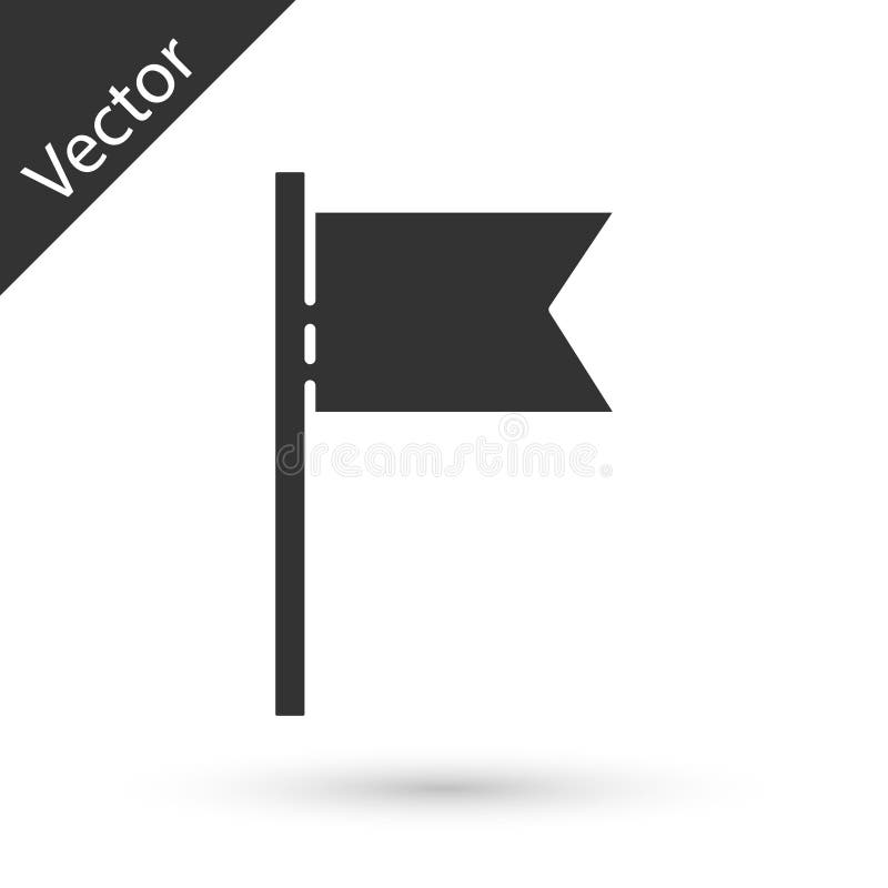 Grey Flag Icon Isolated on White Background. Location Marker Symbol ...