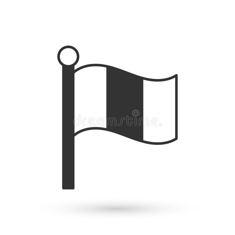 Grey Flag Icon Isolated on White Background. Location Marker Symbol ...