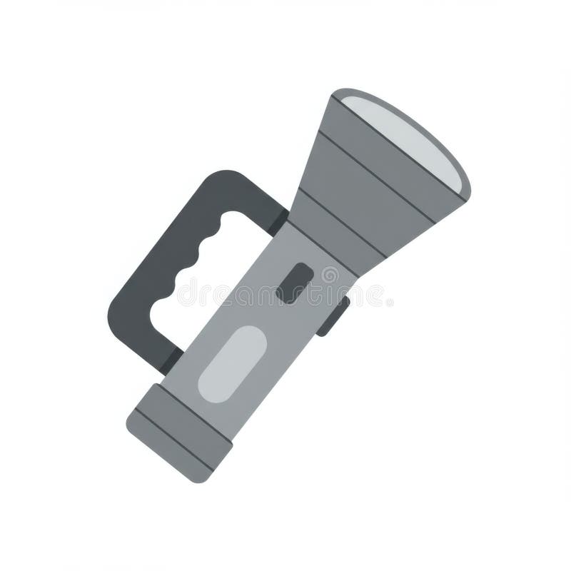 Grey Flashlight with Handle on White Background Stock Illustration ...