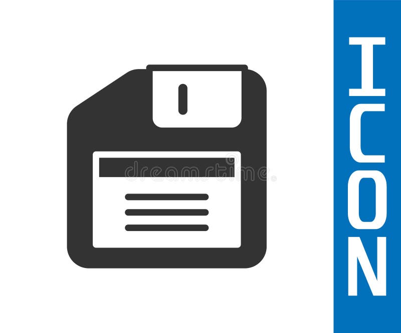 Grey Floppy Disk for Computer Data Storage Icon Isolated on White ...