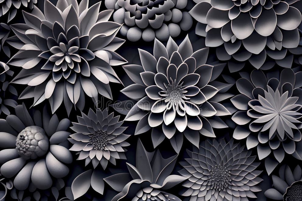 Grey Flowers Pattern, Generative Ai Stock Illustration - Illustration of pastel, petals: 271808300