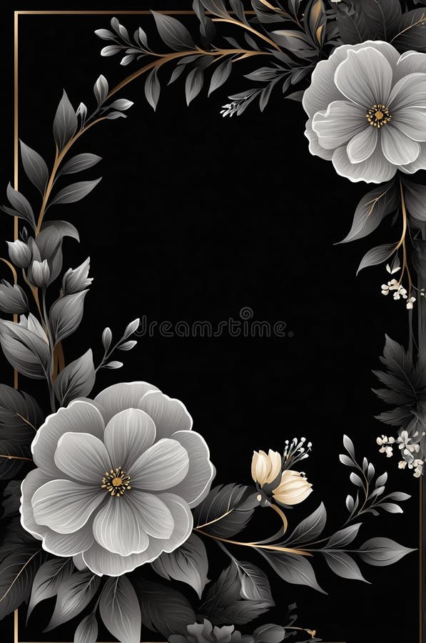 Grey Flowers Theme Border and Black Ai Generated Stock Illustration ...