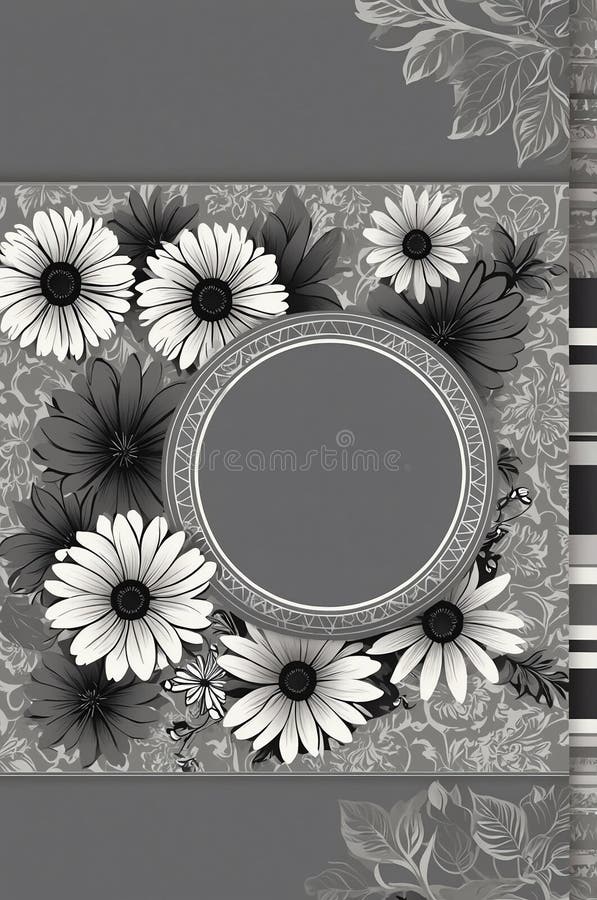 Grey Flowers Theme Border and Grey Ai Generated Stock Illustration ...