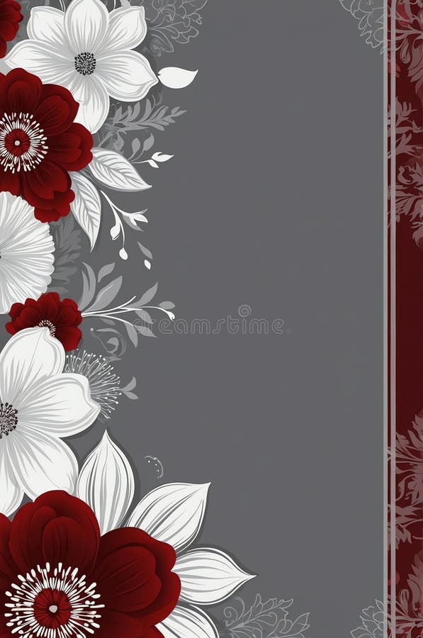 Grey Flowers Theme Border and Red Ai Generated Stock Illustration ...