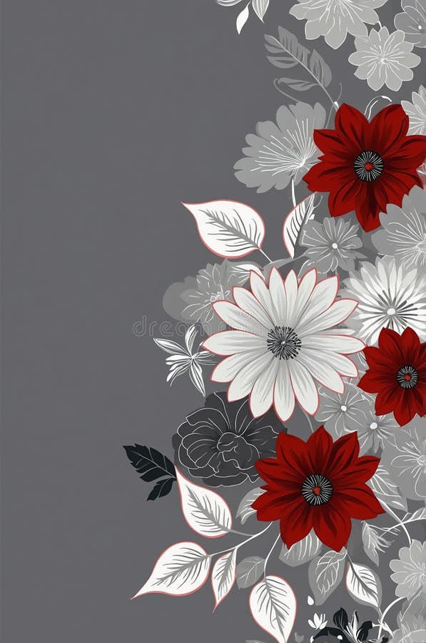 Grey Flowers Theme Border and Red Ai Generated Stock Illustration ...