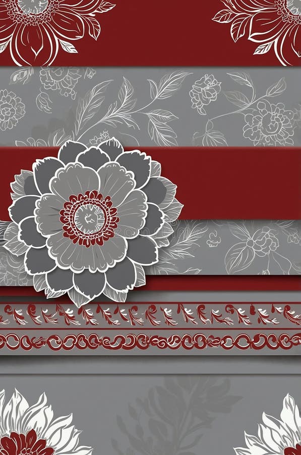 Grey Flowers Theme Border and Red Ai Generated Stock Illustration ...