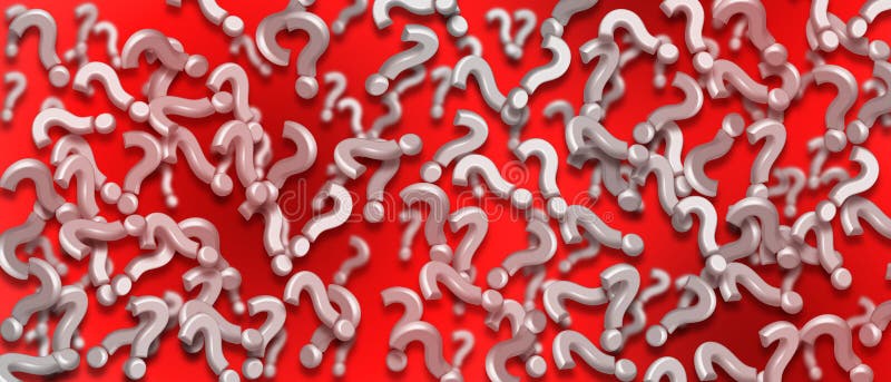 Grey Flying Paper Question on Red Background Stock Illustration ...