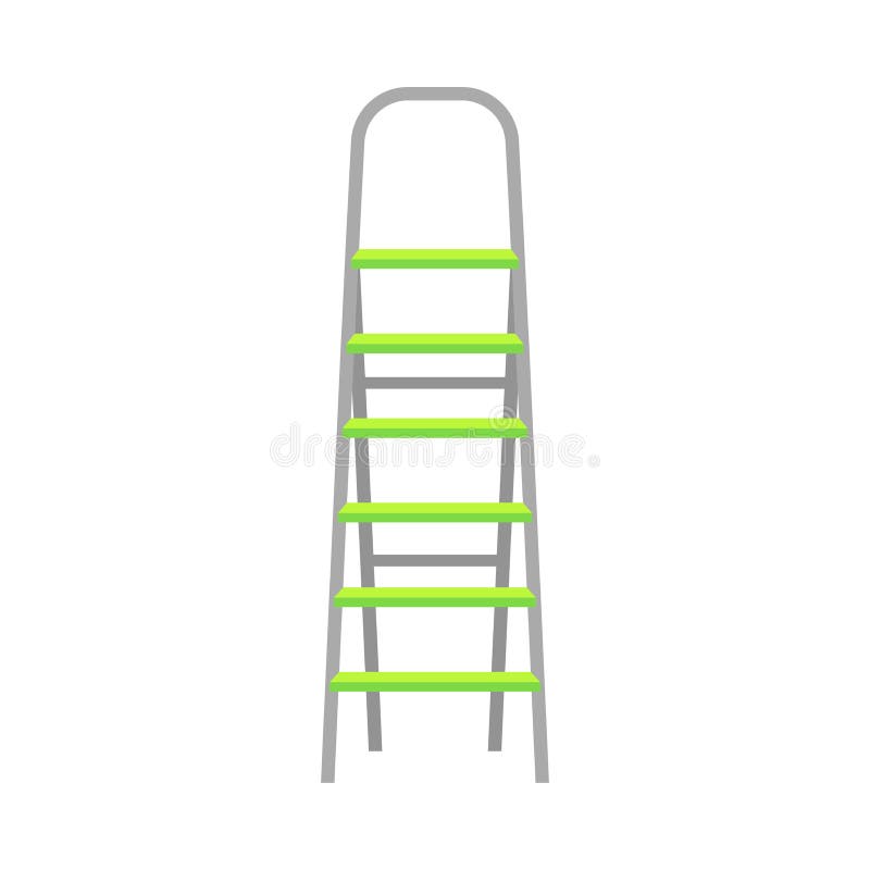 Grey Folding Ladder with Bright Green Steps Vector Illustration Stock ...
