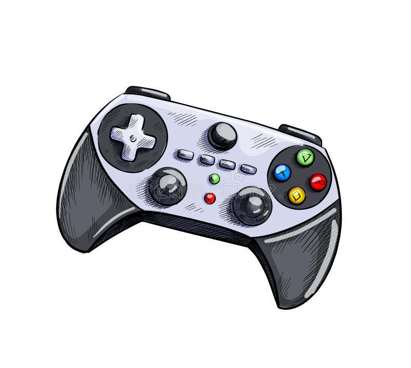 Grey Gamepad, Game Controller. Hand Drawn Vector Stock Vector ... Grey Gamepad, Game Controller. Hand Drawn Vector Stock Vector ...