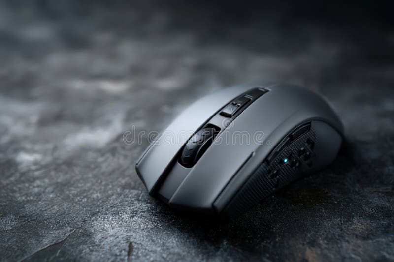 Grey Gaming Mouse on Dark Surface Stock Illustration - Illustration of ...