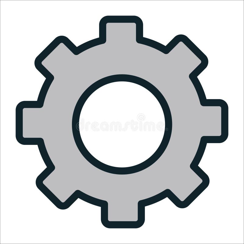Gear Symbol with Outline in Simple Design Stock Illustration ...