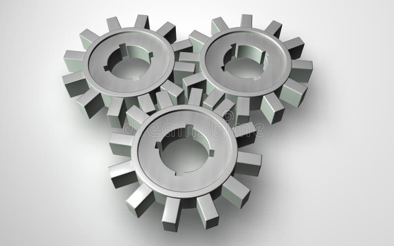 Grey Gears Steel Working Together Stock Illustration - Illustration of ...
