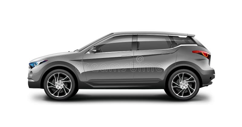 Grey Generic SUV Car on White Background. Side View with Isolated Path ...