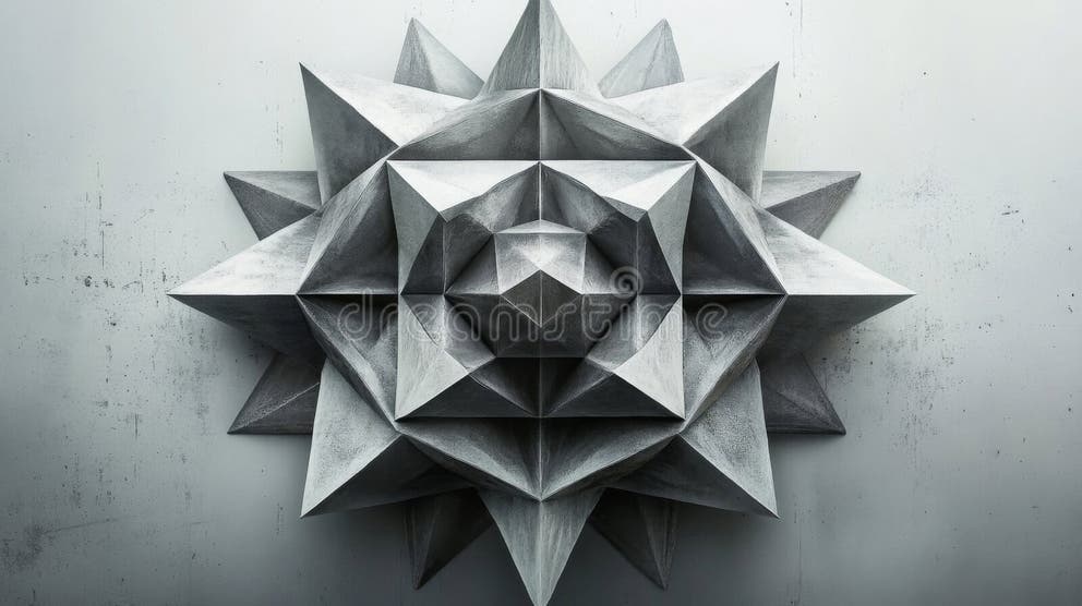 Grey Geometric 3D Model on White Background Stock Illustration ...