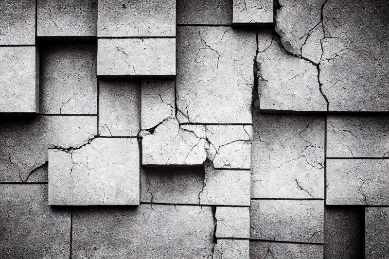 Grey Geometric Wall with Grunge Blocks and Strong Lines on Texture Made ...