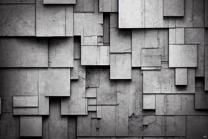 Grey Geometric Wall with Grunge Blocks and Strong Lines on Texture Made ...
