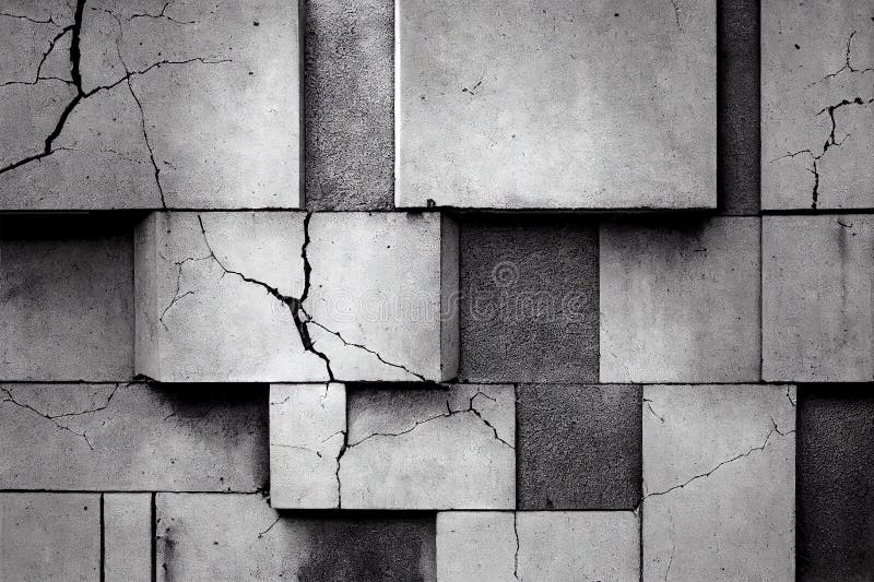 Grey Geometric Wall with Grunge Blocks and Strong Lines on Texture Made ...