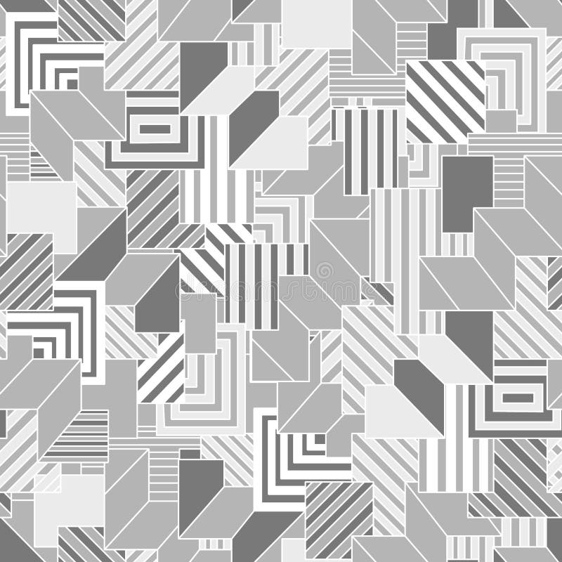 Grey Geometry Lines Seamless Pattern Stock Vector - Illustration of ...