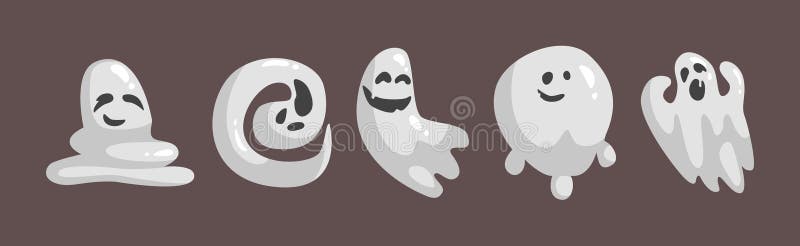 Grey Ghost Character with Scary Face Grimace Vector Set Stock Vector ...