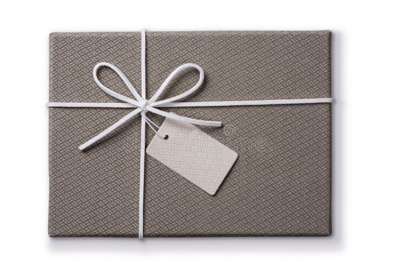 Grey Gift Box with Ribbon on Green Grass with Sun Light in the Morning ...
