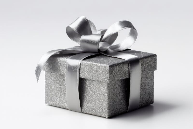 Grey Gift Box on White Background. Generative AI Stock Illustration ...