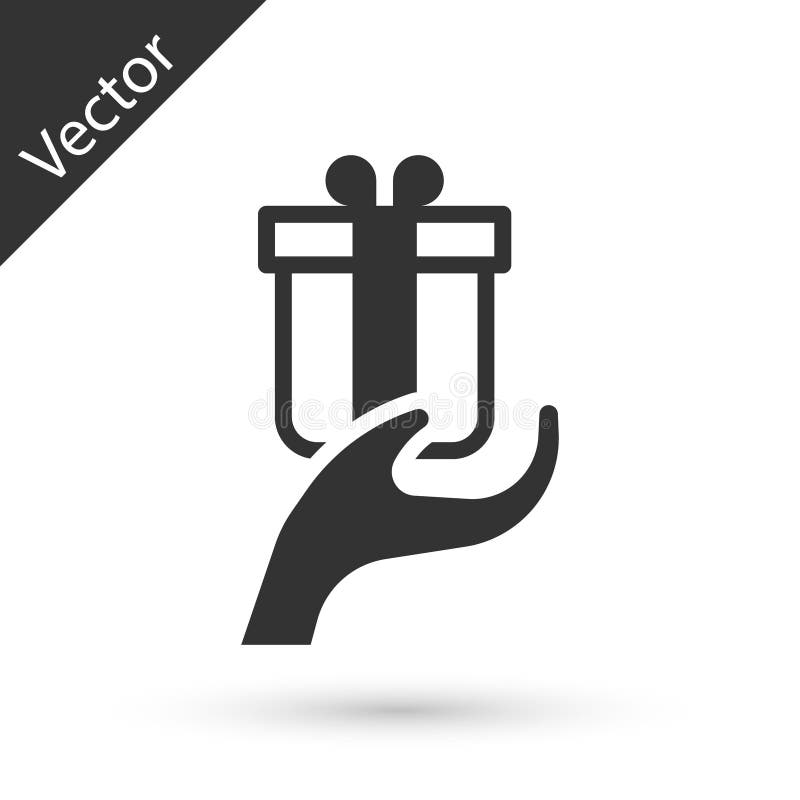 Grey Give Gift Icon Isolated on White Background. Gift in Hand. the ...