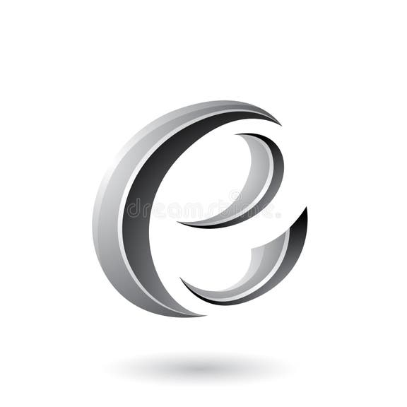 Grey Glossy Crescent Shape Letter E Vector Illustration Stock Vector ...