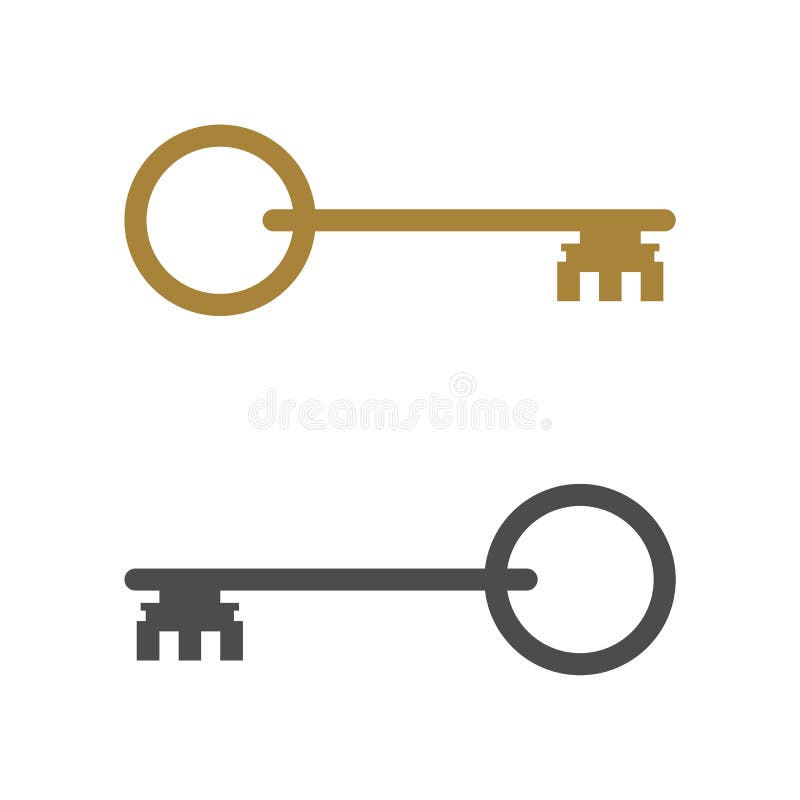 Grey and Gold Classic Key Icon Vector Logo Template Illustration Design ...