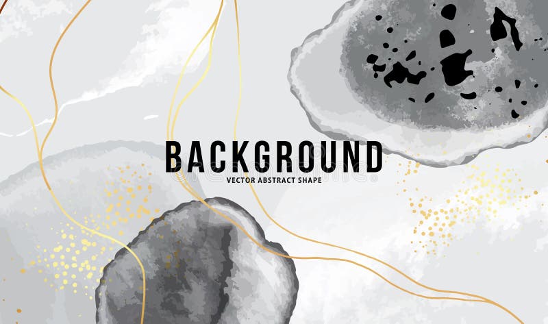 Grey Gold Watercolor Ink Frame, Minimalist Simple Banner Vector Stock ...