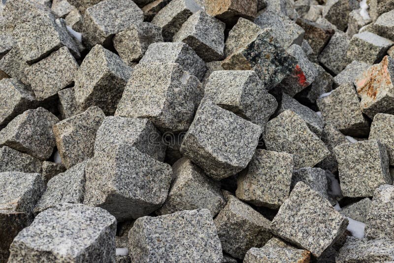 Grey Granite Bricks Piled for Road Construction Stock Image - Image of ...