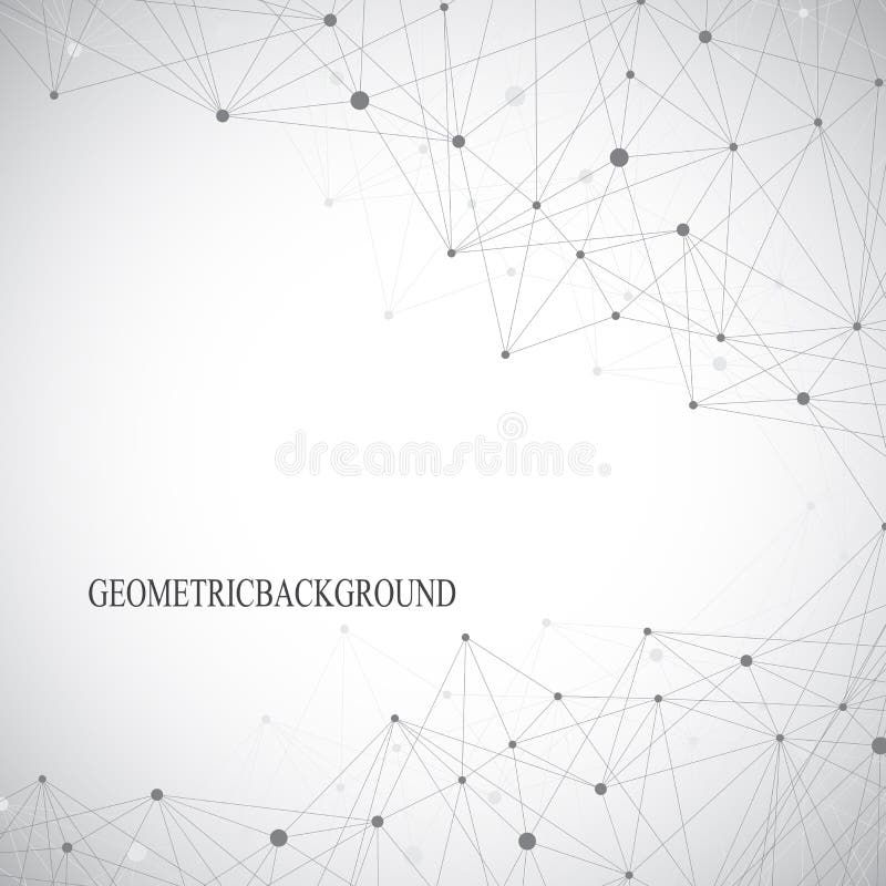 Grey Graphic Background with Connected Line and Dots. Vector ...