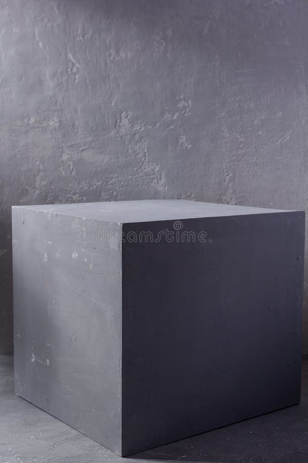 Grey or Gray Cube Table Near Painted Background Texture As Abstract ...