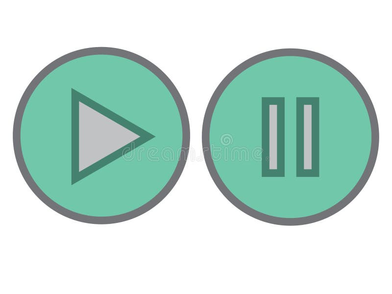 Grey Green Play Pause Button Icon Vector Stock Vector - Illustration of ...
