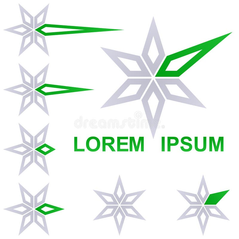 Grey and Green Star Business Icon Design Set Stock Vector ...