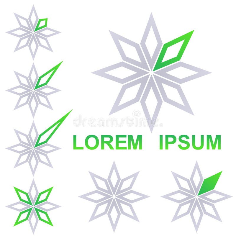 Grey and Green Star Business Icon Design Set Stock Vector ...