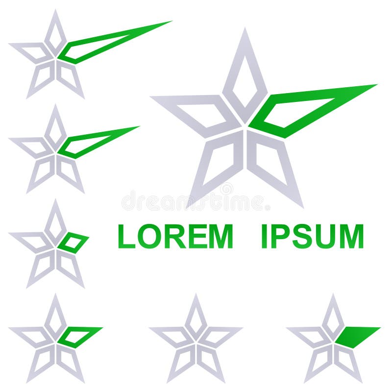 Grey and Green Star Symbol Logo Design Set Stock Vector - Illustration ...