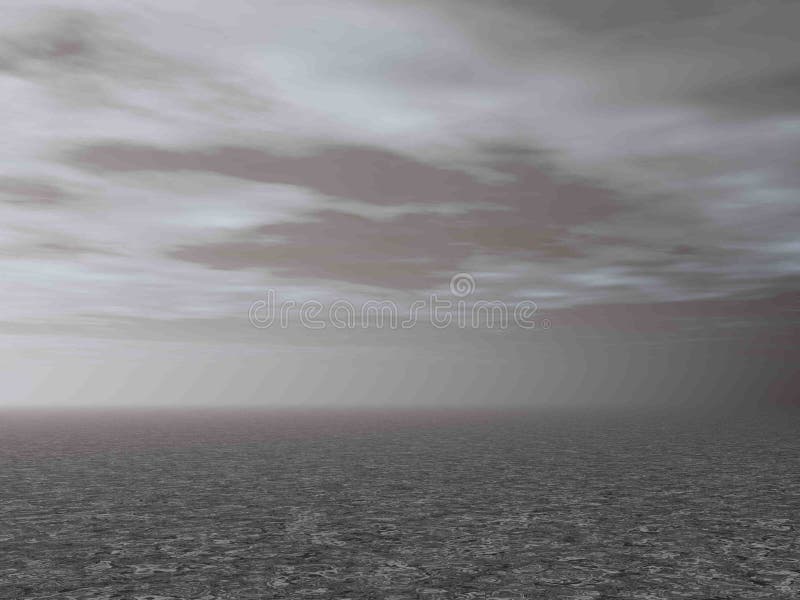 Grey Ground by Cloudy Morning Background - 3D Render Stock Illustration ...