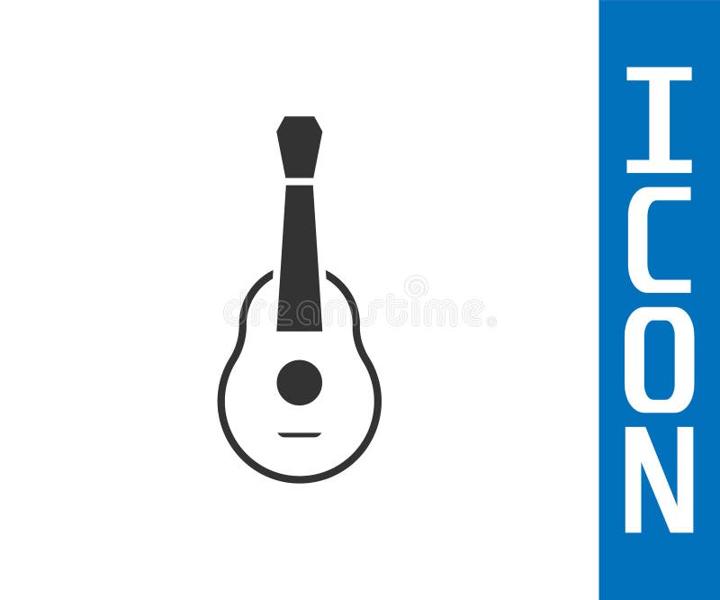 Grey Guitar Icon Isolated on White Background. Acoustic Guitar. String ...