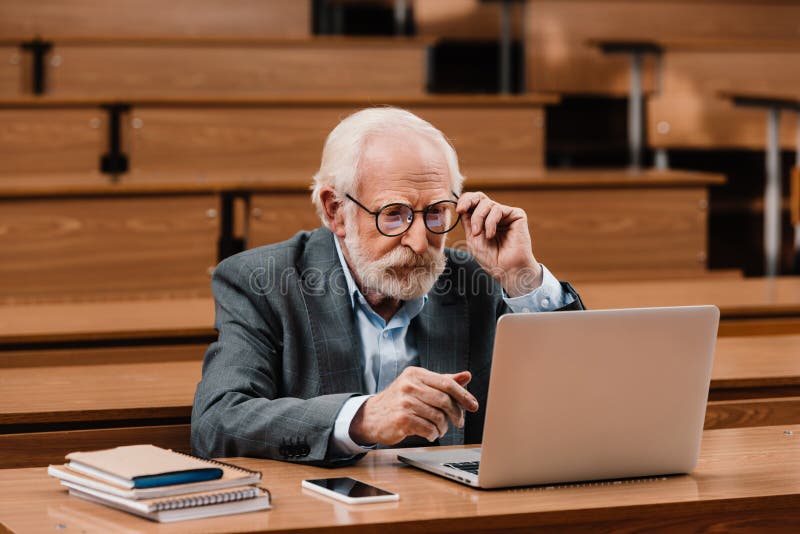 Grey Hair Professor Looking Stock Image - Image of male, handsome ...