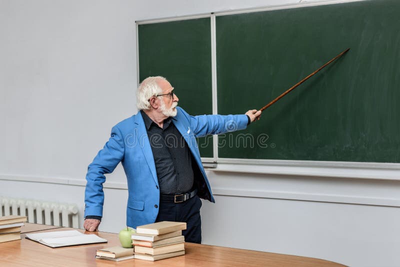 Grey Hair Professor Pointing on Something Stock Photo - Image of ...
