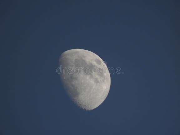 Grey Half-moon in the Blue Sky at Night Stock Image - Image of dark ...
