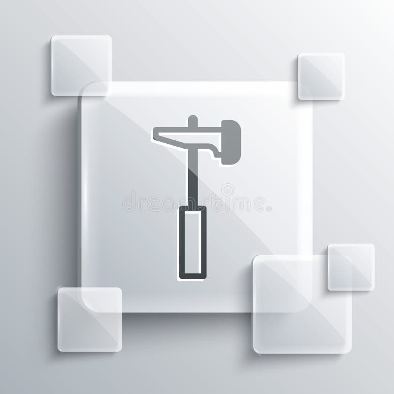 Grey Hammer Icon Isolated on Grey Background. Tool for Repair. Square ...
