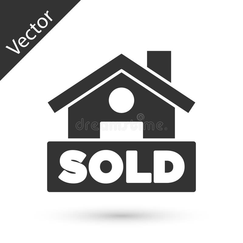 Grey Hanging Sign with Text Sold Icon Isolated on White Background ...