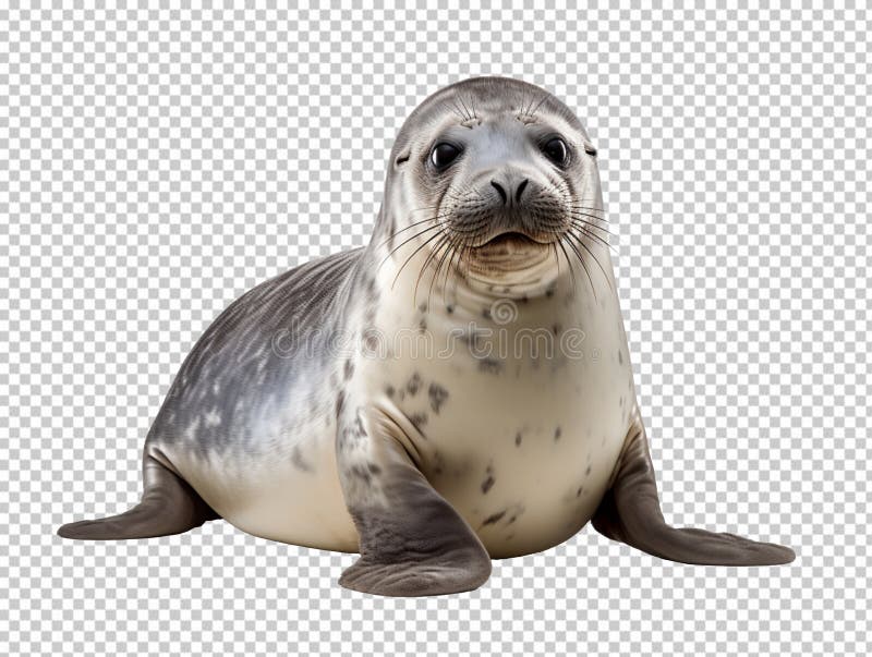 Grey Harbour Seal Isolated on Transparent Background Stock Illustration ...