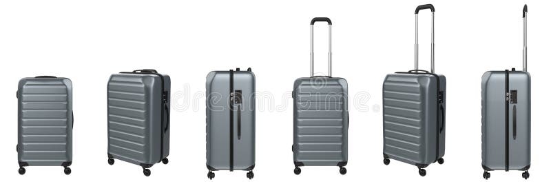 Grey Hard Case Luggage Isolated on White Stock Photo - Image of ...