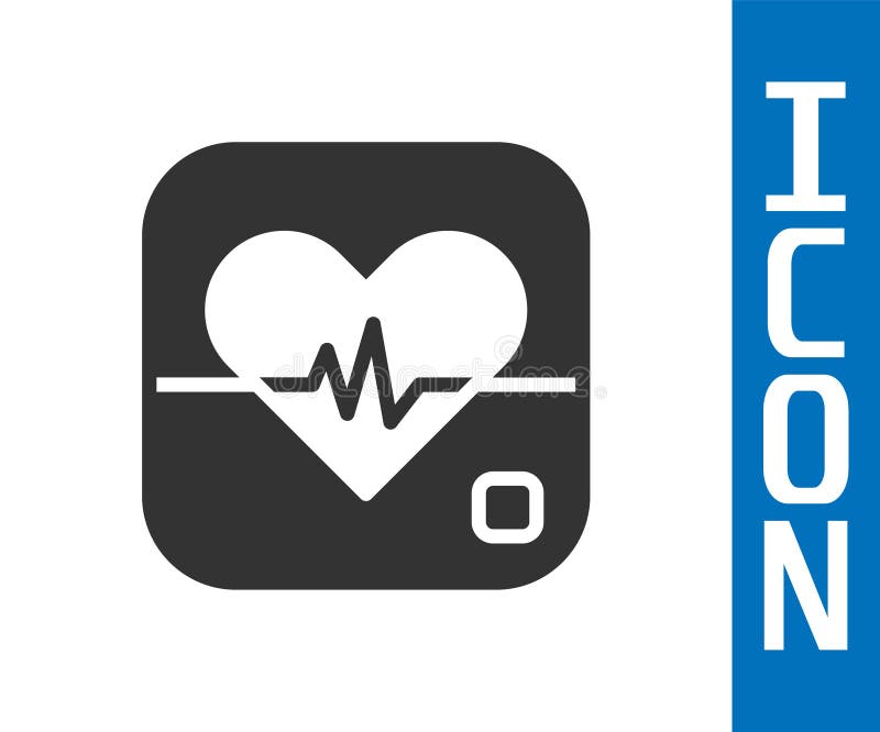 Grey Heart Rate Icon Isolated On White Background Heartbeat Sign