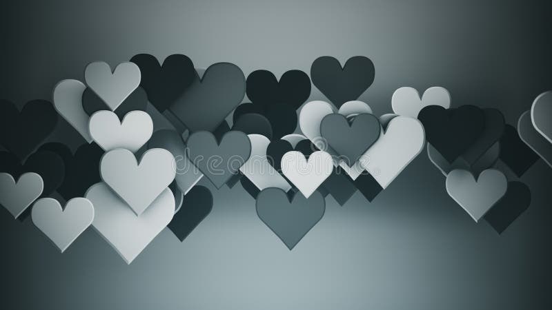 Grey Heart Shapes Abstract Romantic 3D Rendering Stock Illustration ...