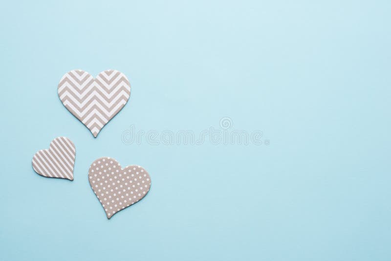 Grey Hearts with Patterns on Blue Background Stock Image - Image of ...