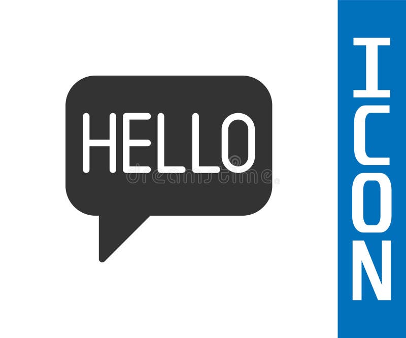 Grey Hello in Different Languages Icon Isolated on White Background ...