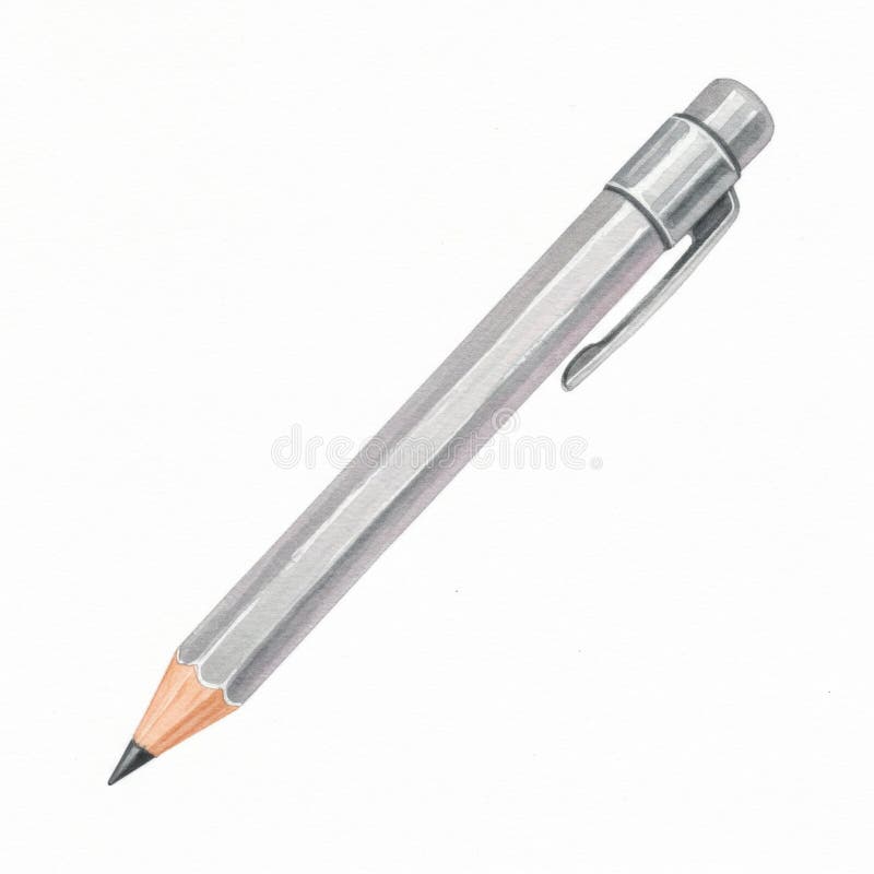 Grey Hexagonal Pencil on White Background Stock Illustration ...